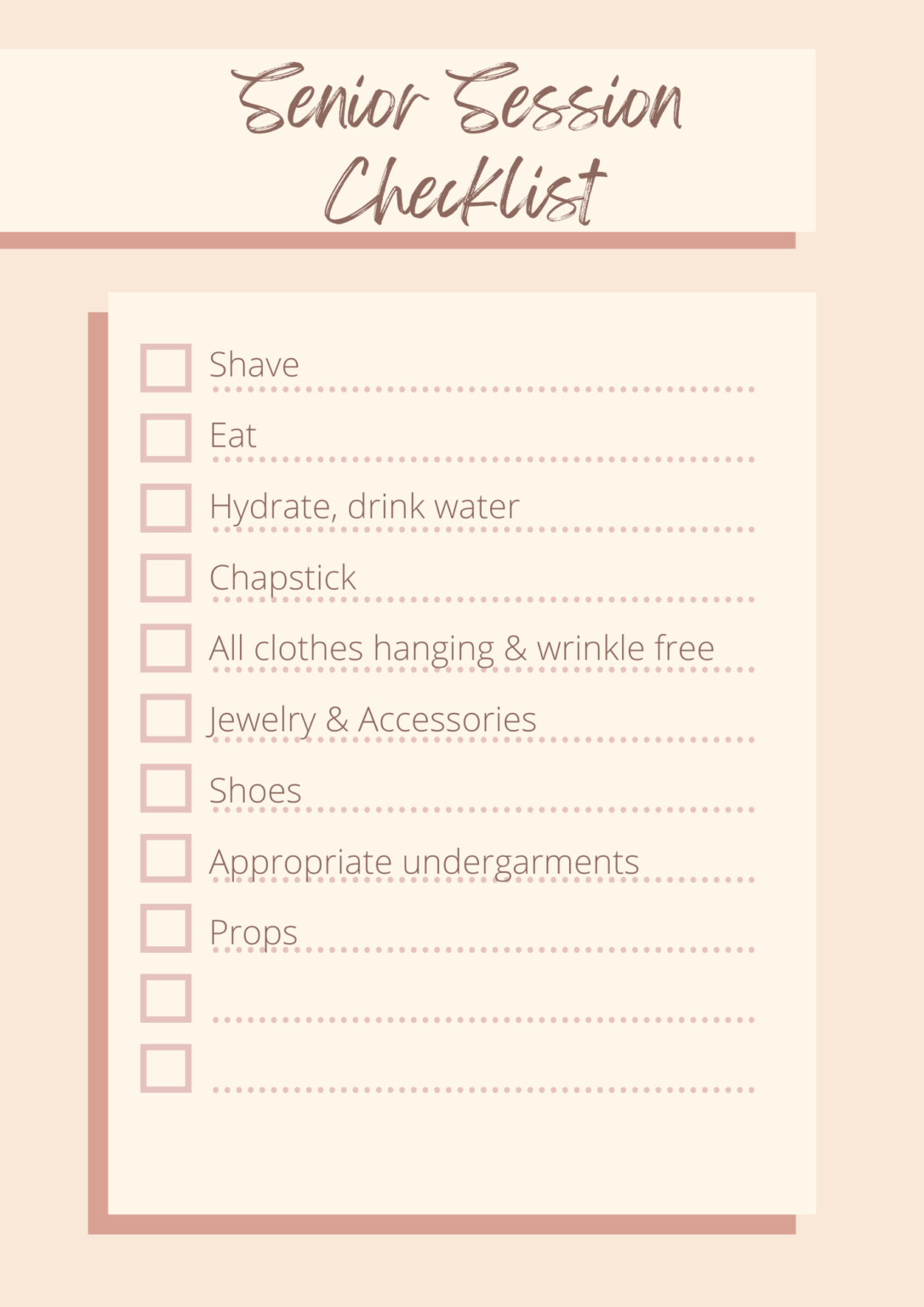 Day of Senior Photo Session Checklist | Edmond Senior Pictures ...